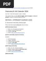 Government Internship Calendar 2026 | PDF