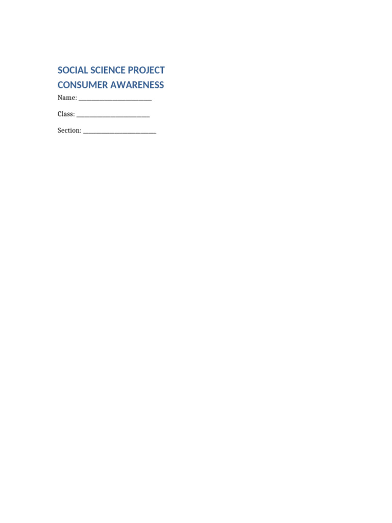 Consumer Awareness Project SST | PDF | Consumer Protection | Consumer ...