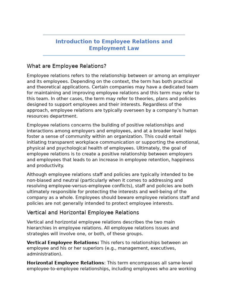 Nature & Scope of Employee Relations | PDF | Employment | Policy