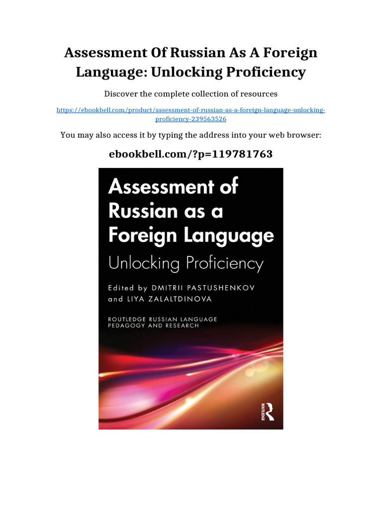 Assessment of Russian as a Foreign Language: Unlocking Proficiency No ...