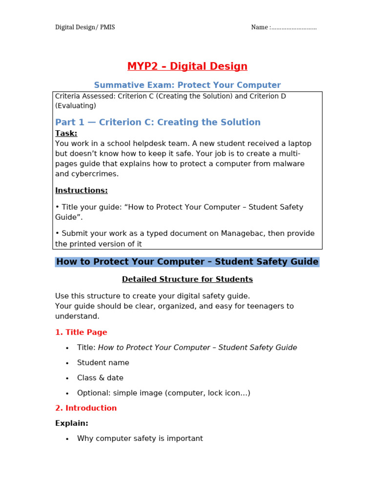 MYP2 Digital Safety Assessment | PDF | Malware | Antivirus Software