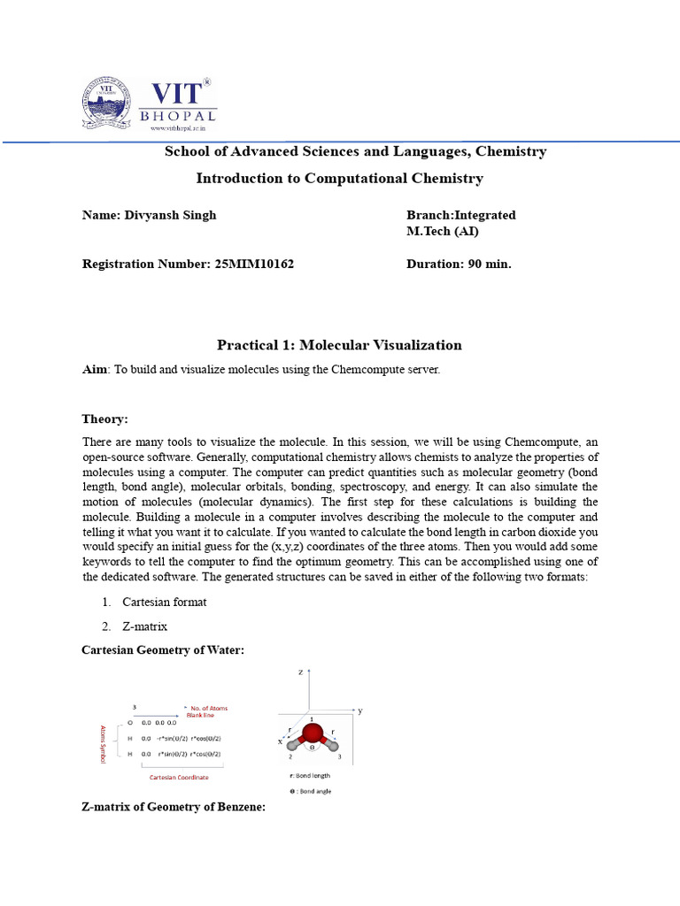 Lab Work 1 by Divyansh Singh | PDF | Molecules | Computational Chemistry