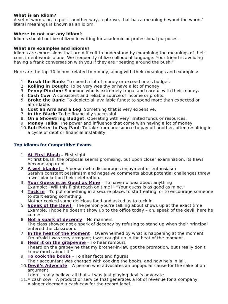 What is an Idiom | PDF | Idiom