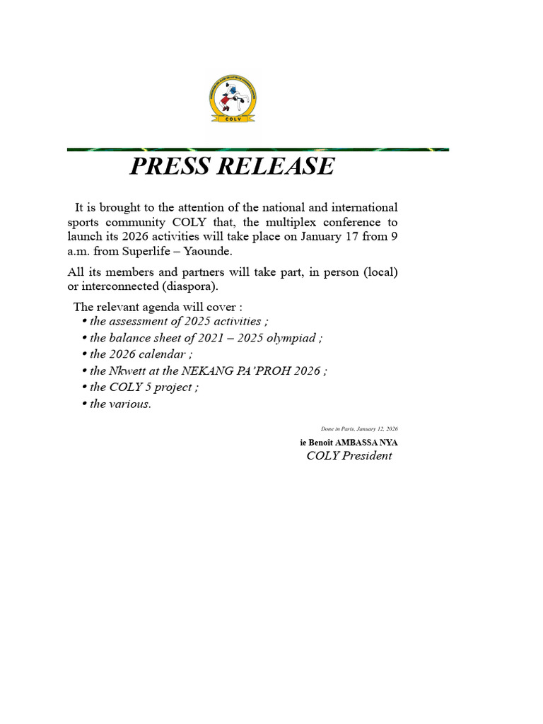 Coly Press Release | PDF