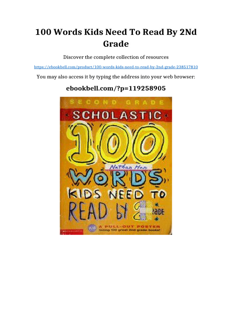 100 words kids need to read by 2nd grade available all format | PDF ...