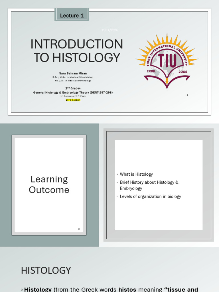1 - Histology-Lec.1-Introduction-to-Histology | PDF | Histology ...