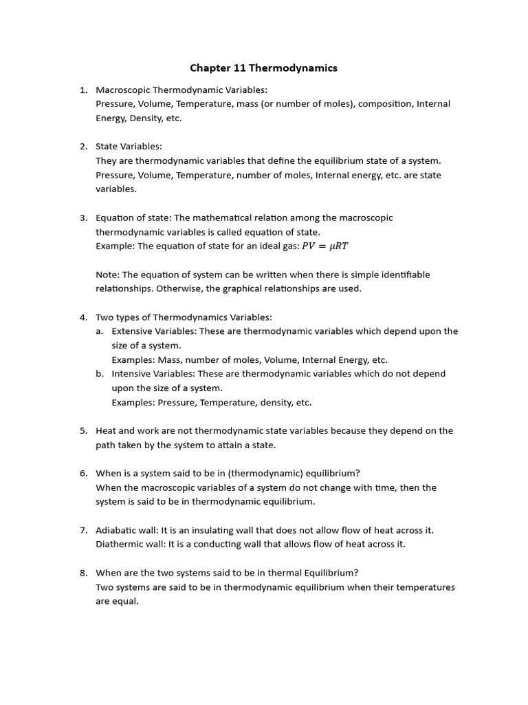 Chapter 11 Thermodynamics | PDF | Thermodynamics | Thermodynamic ...