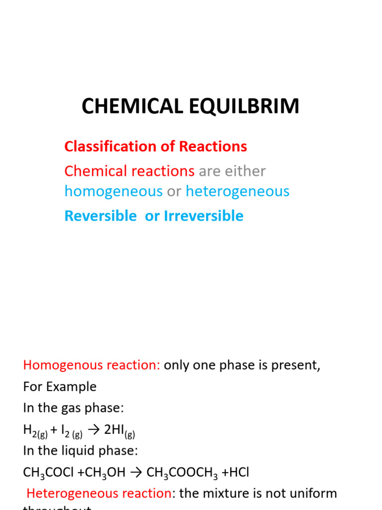 Chemical Equilibrium | PDF | Chemical Equilibrium | Chemical Reactions