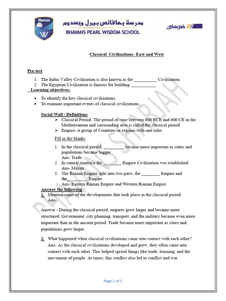 Classical Civilizations -East and West | PDF | Civilization | Ancient ...