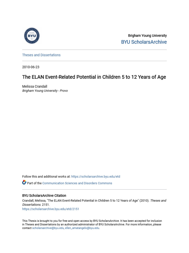 The ELAN Event-Related Potential in Children 5 to 12 Years of Age | PDF ...