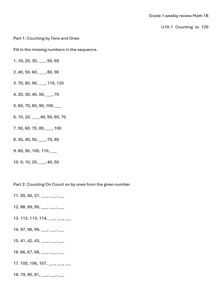 Grade 1 Weekly Review Math 1B U10-1 | PDF | Chess Openings | Chess Theory