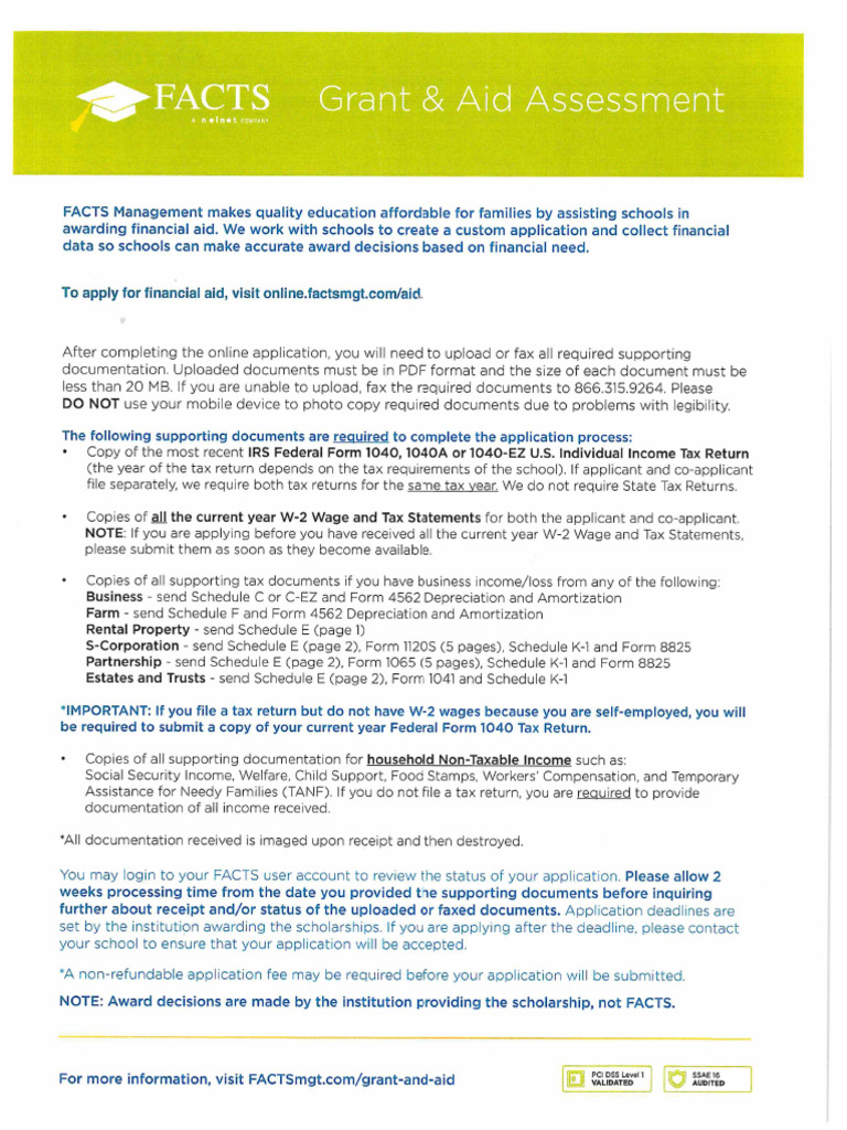 Facts Grant and Aid Assessment | PDF