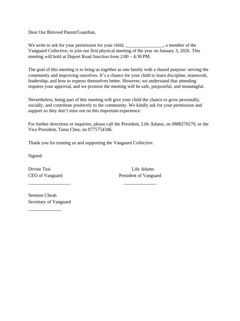 Jan 3 - Physical Meeting Letter | PDF