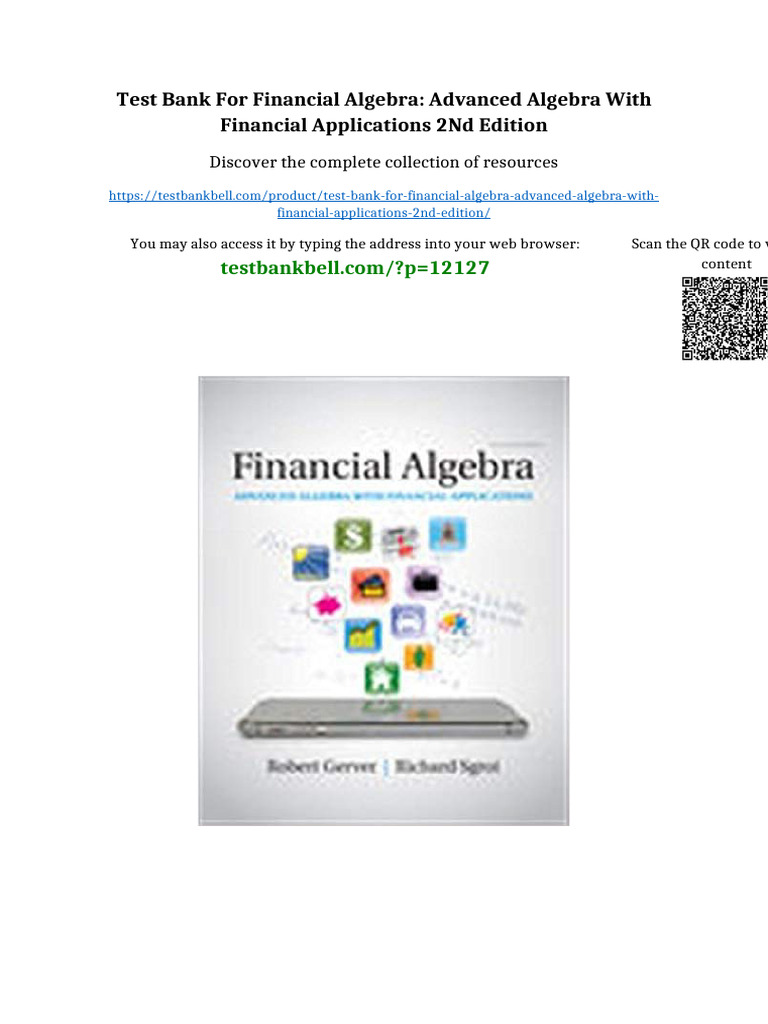 Test Bank for Financial Algebra: Advanced Algebra with Financial ...