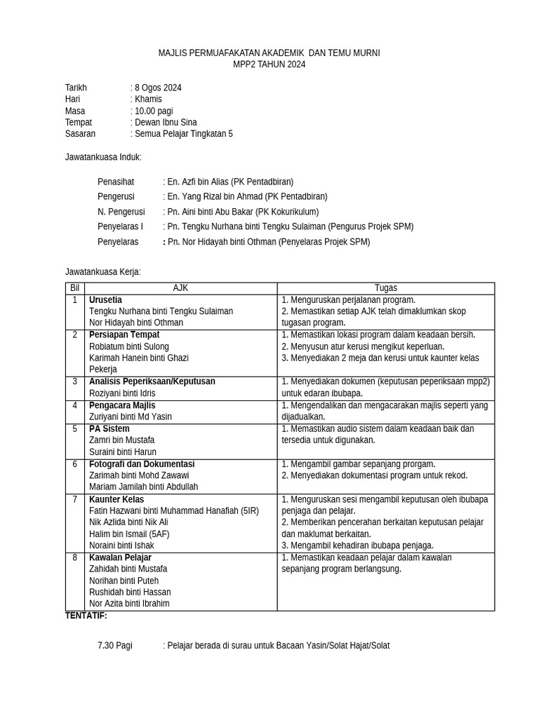 Majlis Permuafakatan Akademik Dan Temu Murni | PDF