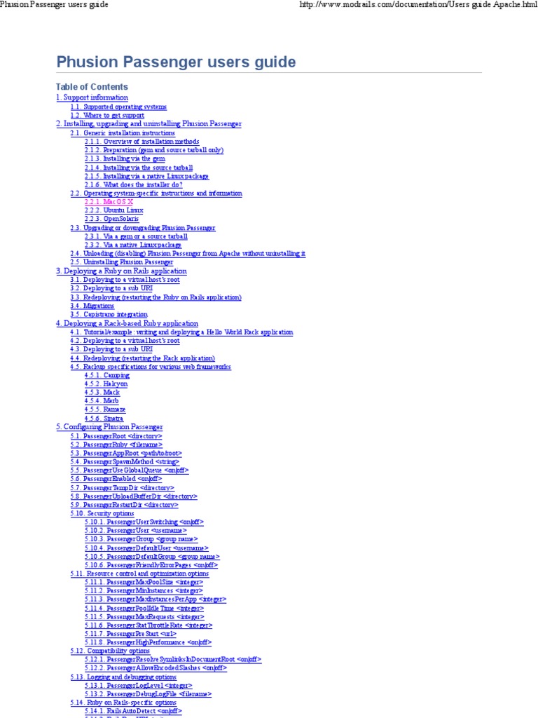 Phusion Passenger Users Guide - Apache Version | PDF | Ruby On Rails | Installation (Computer ...