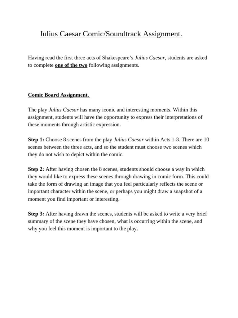Copy of Julius Caesar Comic_Soundtrack Assignment | PDF