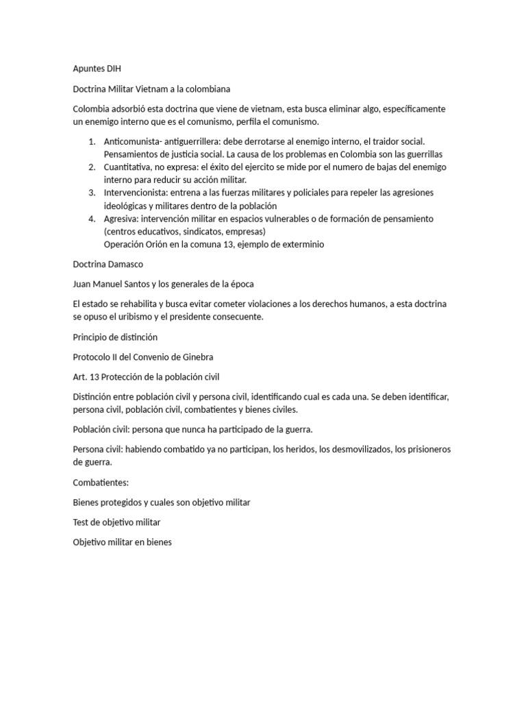 Apuntes DIH | PDF | Ley humanitaria internacional | Doctrina