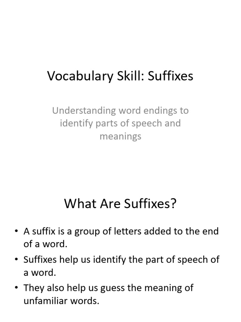 Vocabulary Suffixes Presentation | PDF