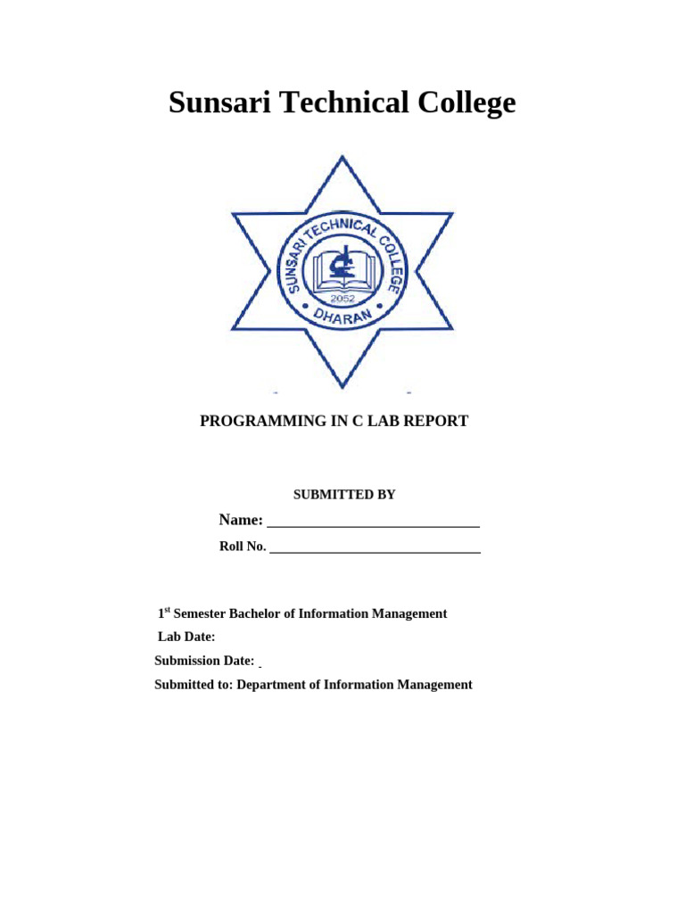 Cover Page of Lab Report | PDF