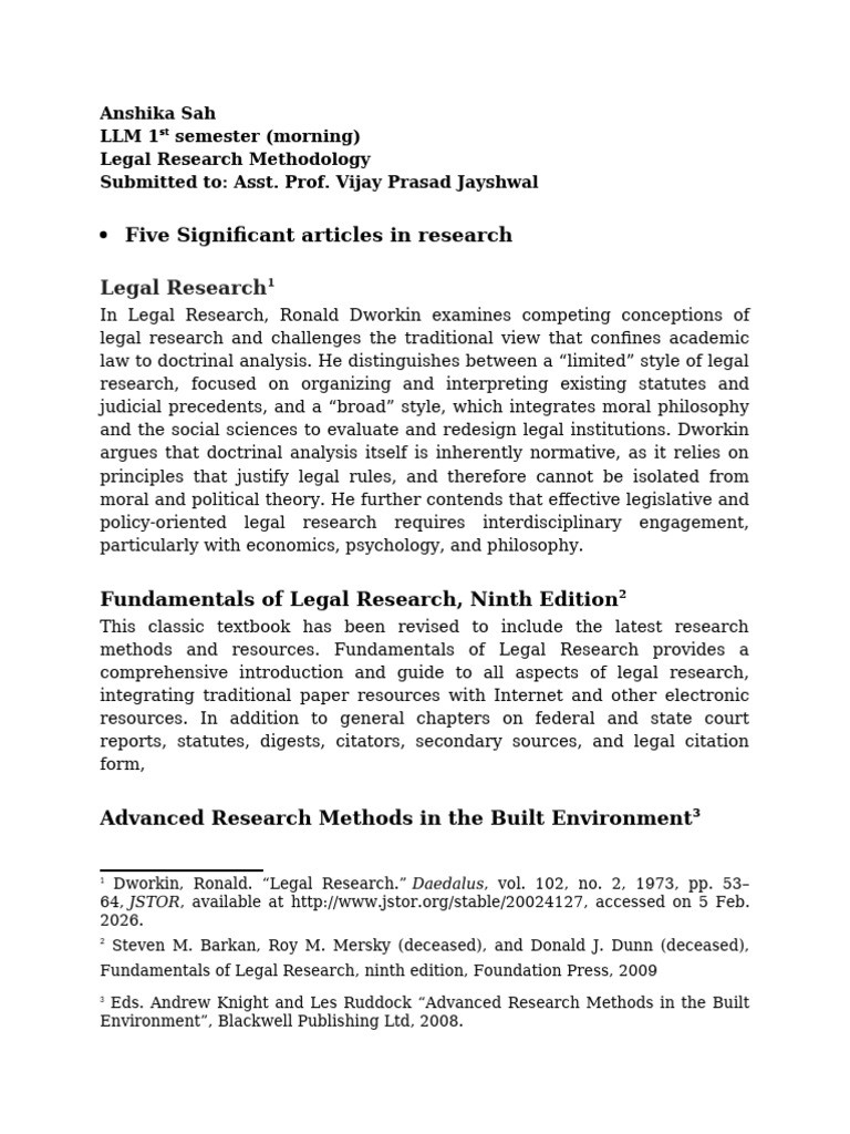 Legal Research Assignment No.1 | PDF | Science | Methodology