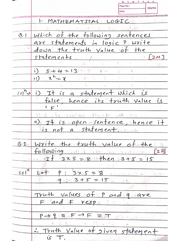 MathsPart1Tutorial1 (MathematicalLogic) | PDF