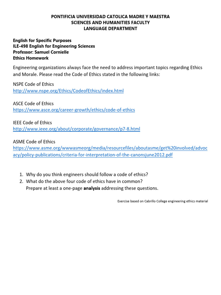 Engineering Ethics Homework | PDF
