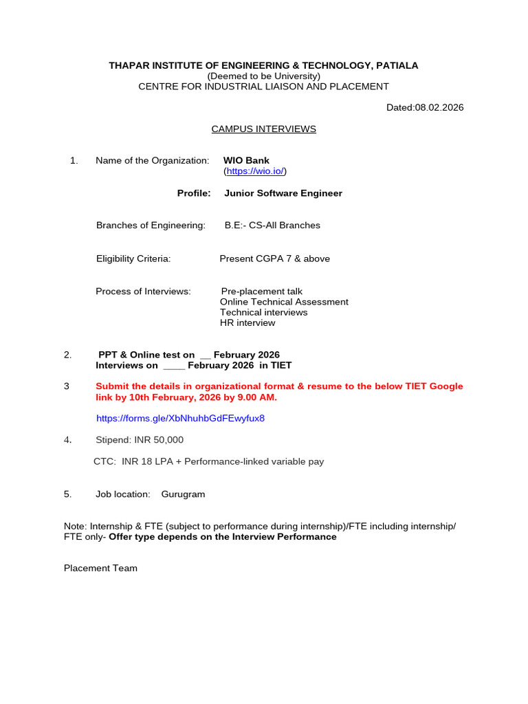 Campus Notice - 8th Feb 2026 | PDF