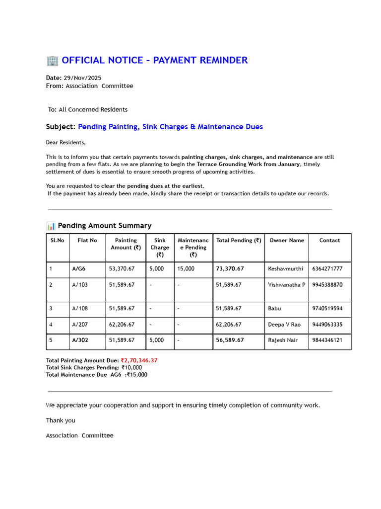 ? Official Notice – Payment Reminder (2) | PDF