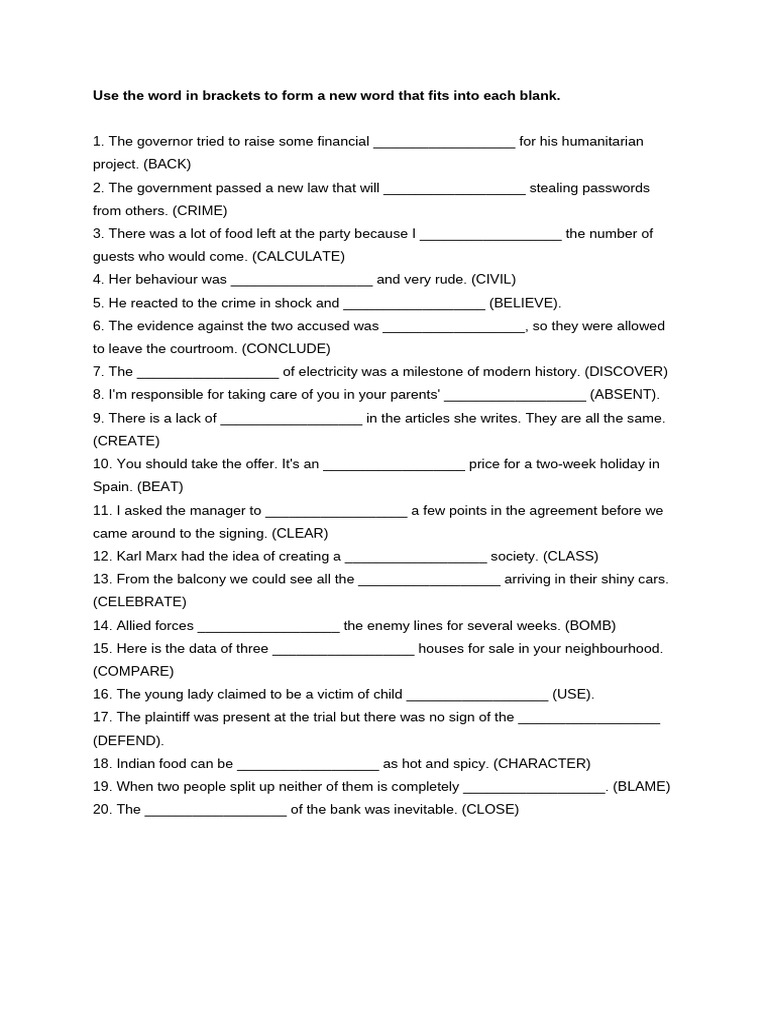 Word Formation B2_B2+ | PDF