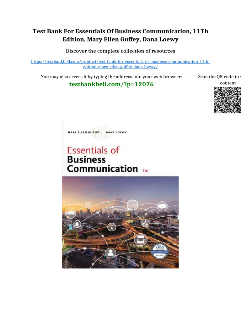 Test Bank for Essentials of Business Communication, 11th Edition, Mary ...
