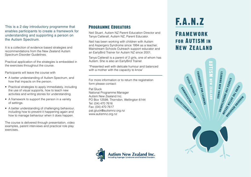 The Framework for Autism in New Zealand Leaflet | Autism | Autism Spectrum