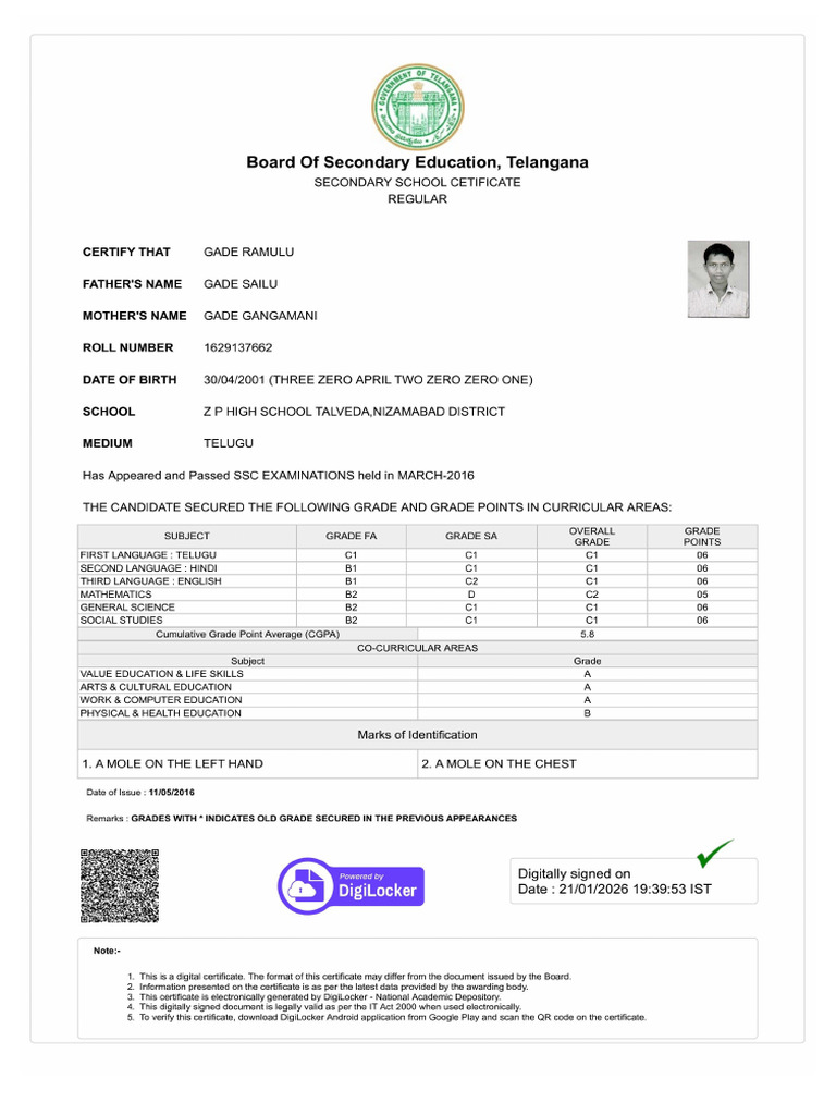 Class X Marksheet | PDF