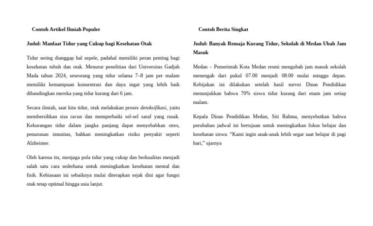 ? Contoh Artikel Ilmiah Populer | PDF