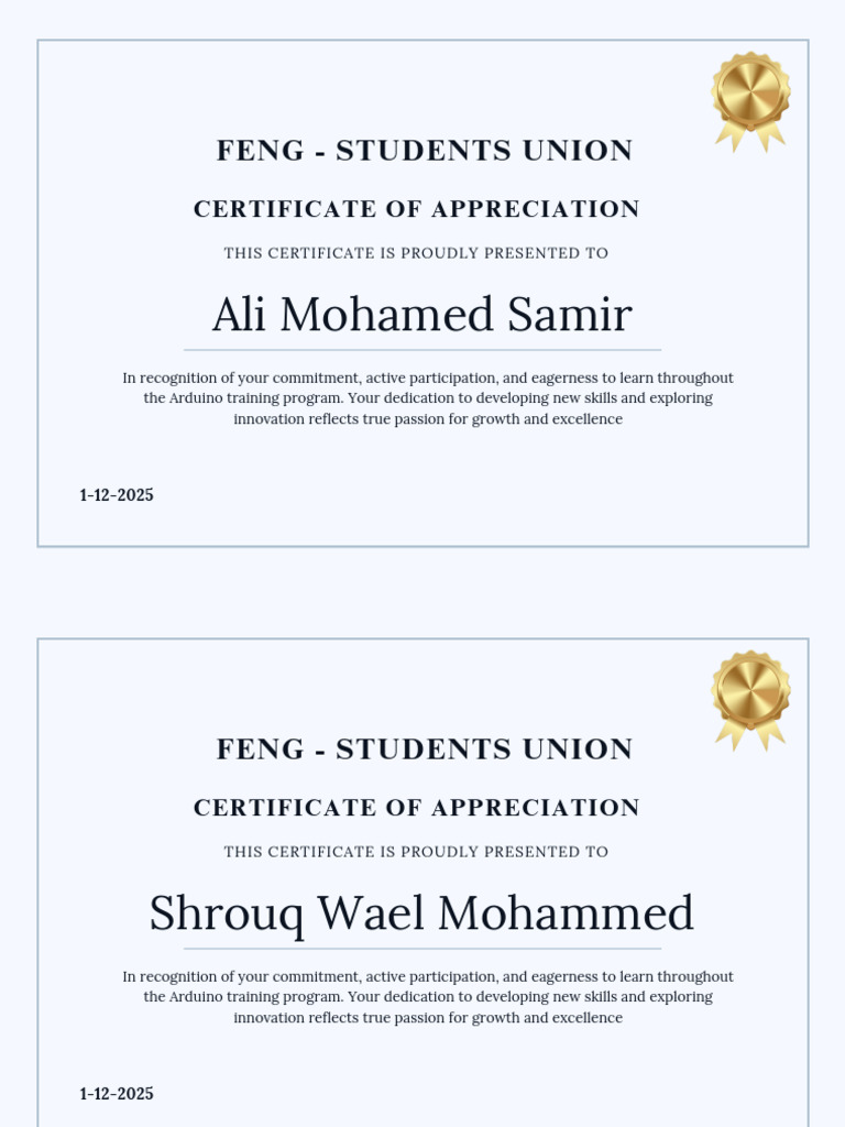 Arduino Course Certificate | PDF
