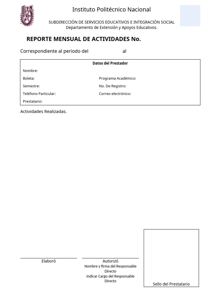 Reporte Mensual de Actividades | PDF