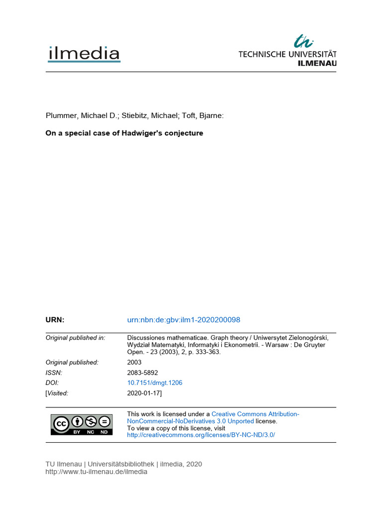 Special Cases On Hadwiger Model | PDF | Vertex (Graph Theory ...