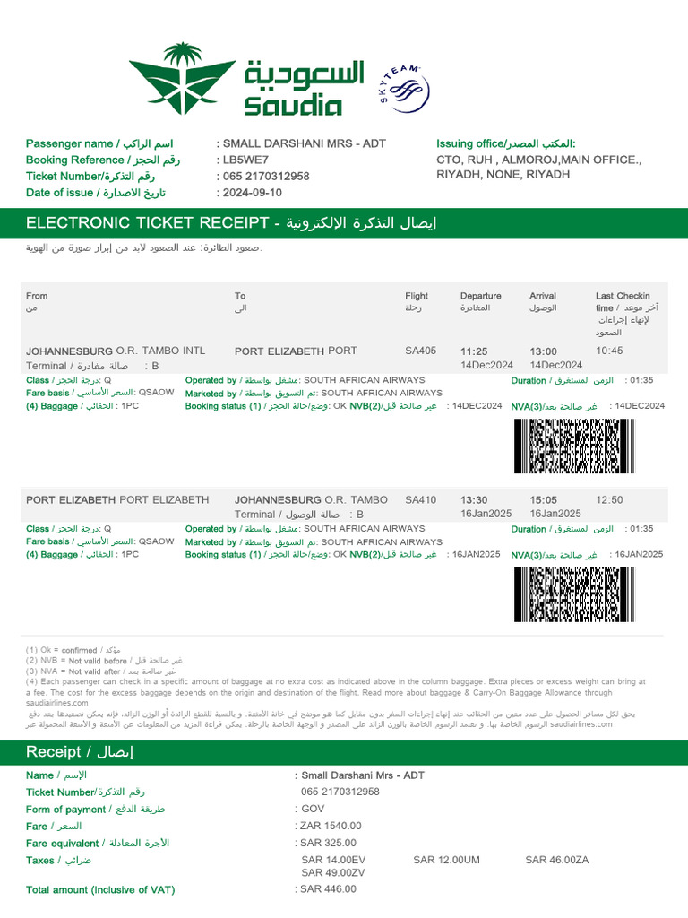 Your Electronic Ticket Receipt | PDF