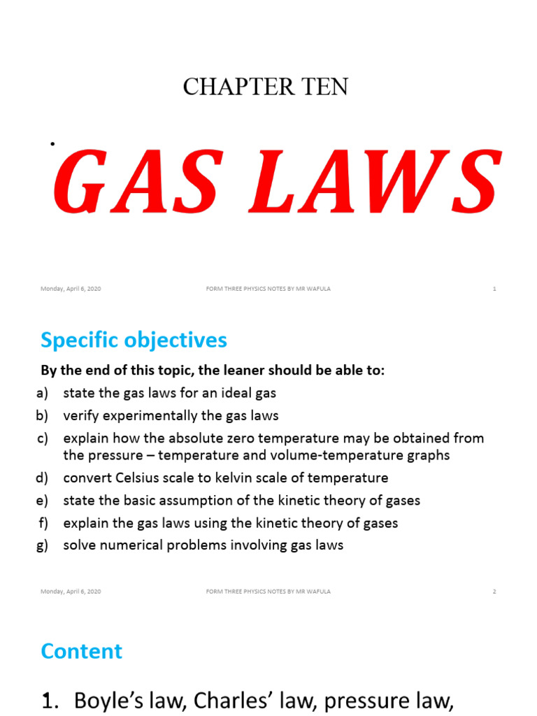 3.10. GASS LAWS for physics students in high sch | PDF | Gases ...