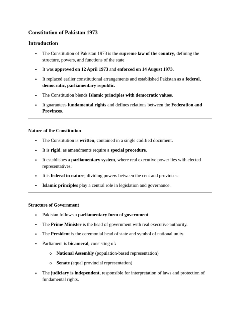 Constitution of Pakistan 1973 | PDF | Constitution | Pakistan