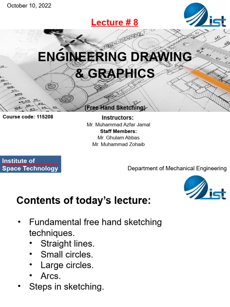 Lecture 9 - Eng. Drawing - Free Hand Sketching - Copy | PDF