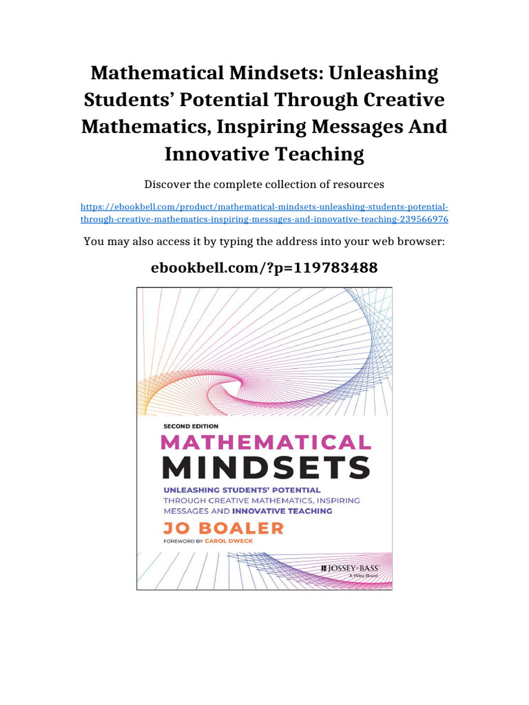Mathematical Mindsets: Unleashing Students’ Potential through Creative ...