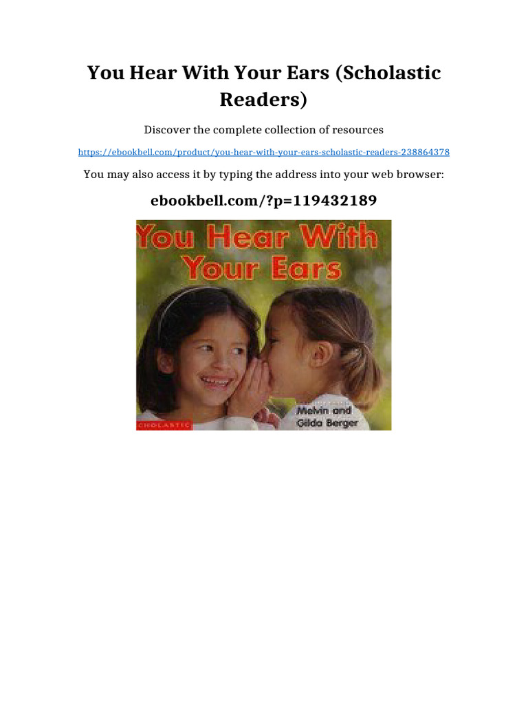 You Hear With Your Ears (Scholastic Readers) Ready to Read | PDF ...