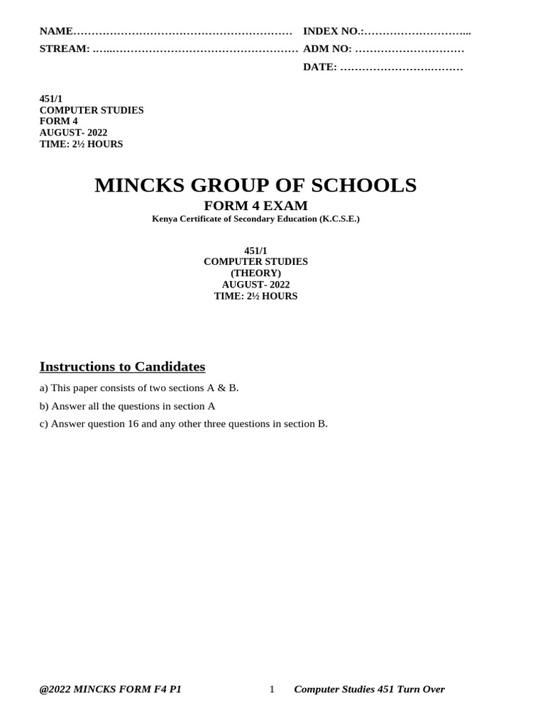 COMPUTER-FORM-4-P1-QUESTION-PAPER | PDF | Applied Mathematics ...