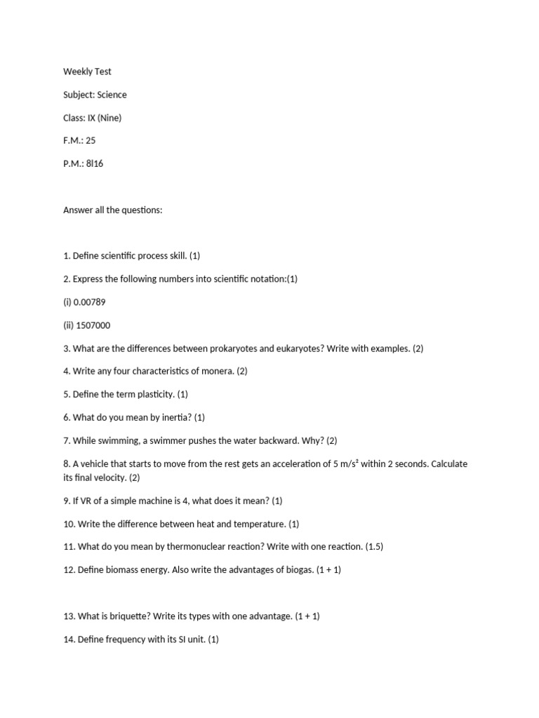 Weekly Test-WPS Office | PDF