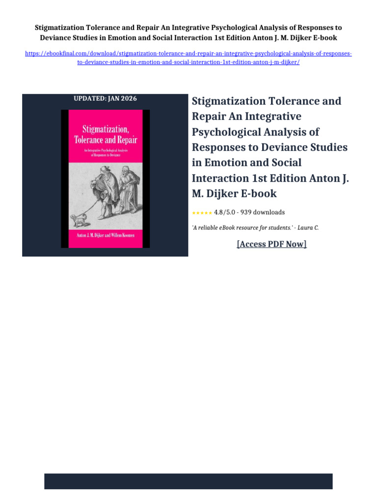 Stigmatization Tolerance and Repair An Integrative Psychological ...