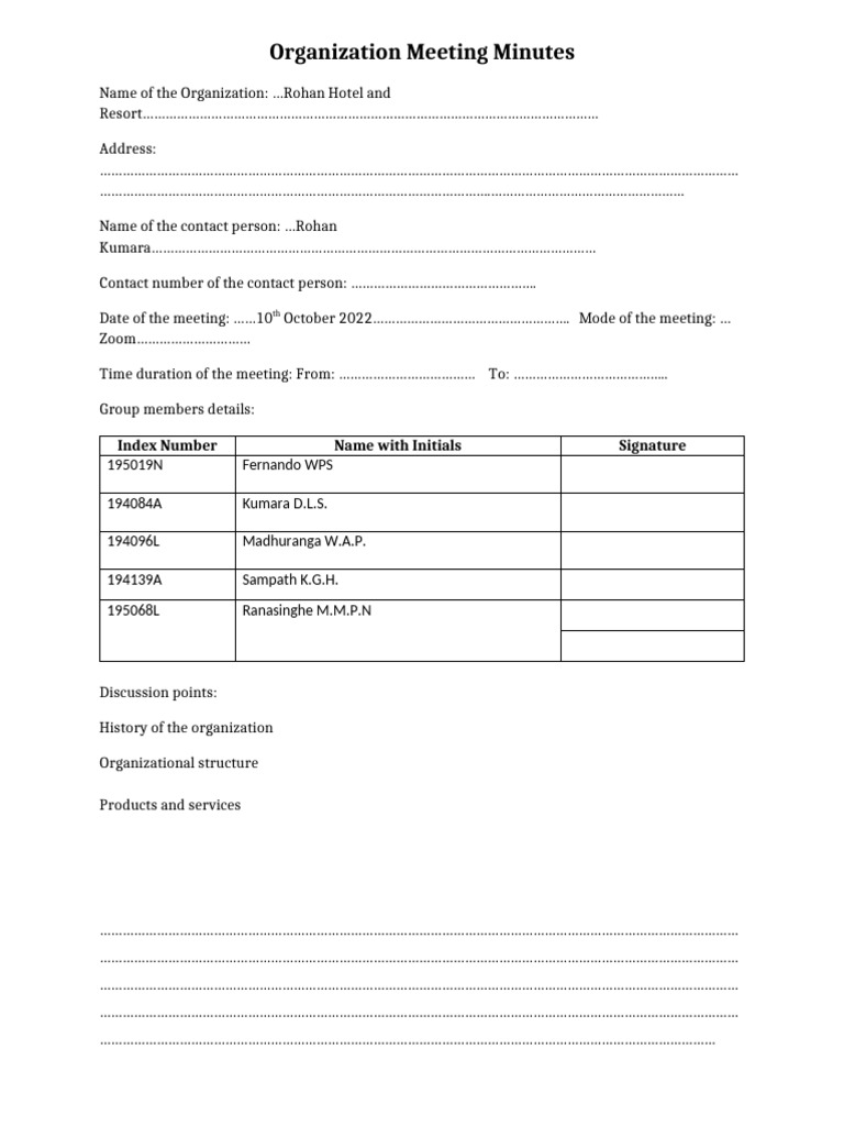 Organization Meeting Minutes Template-1 | PDF