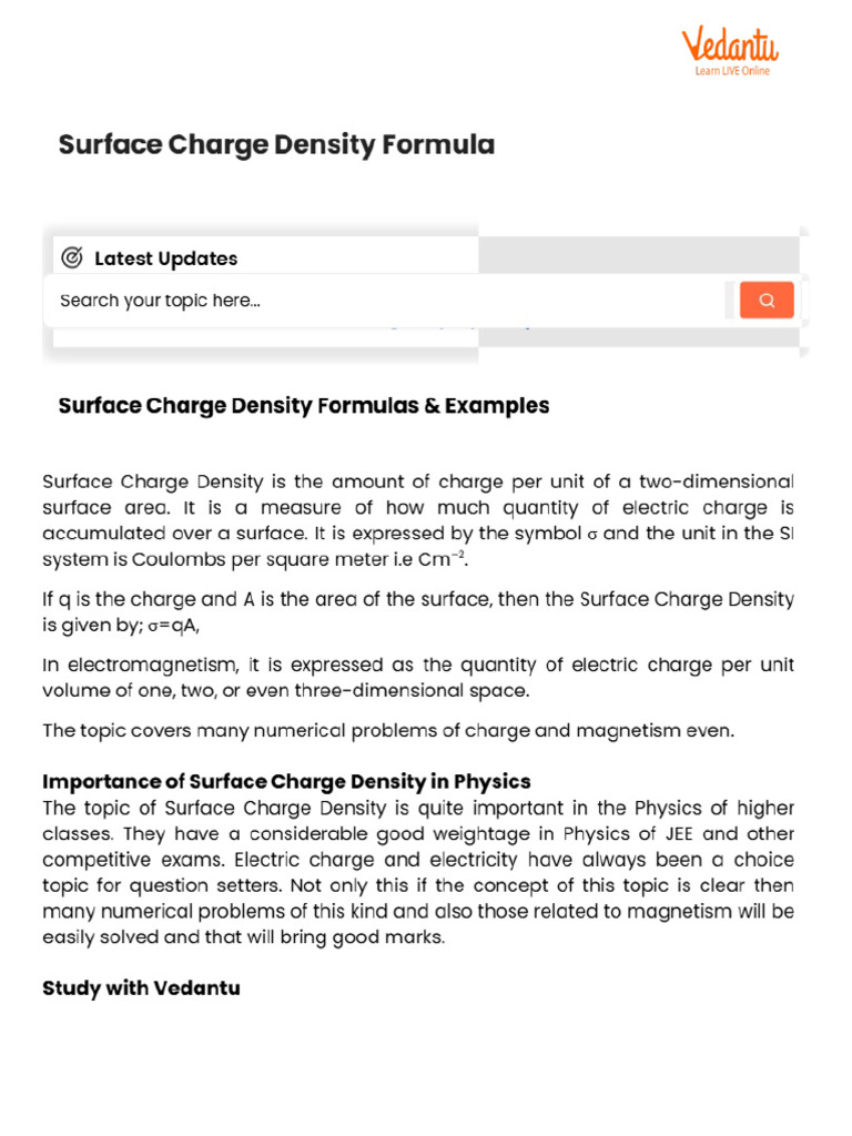 Surface Charge Density Formula | PDF
