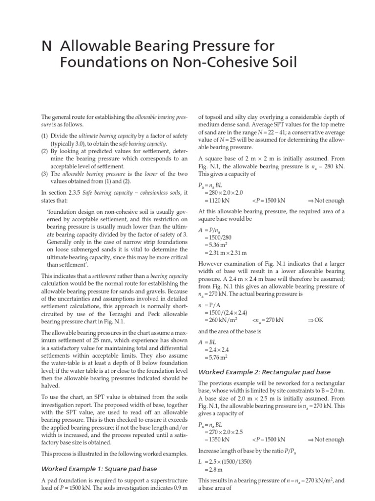 Allowable Bearing Pressure on Sand Foundations | PDF | Science ...