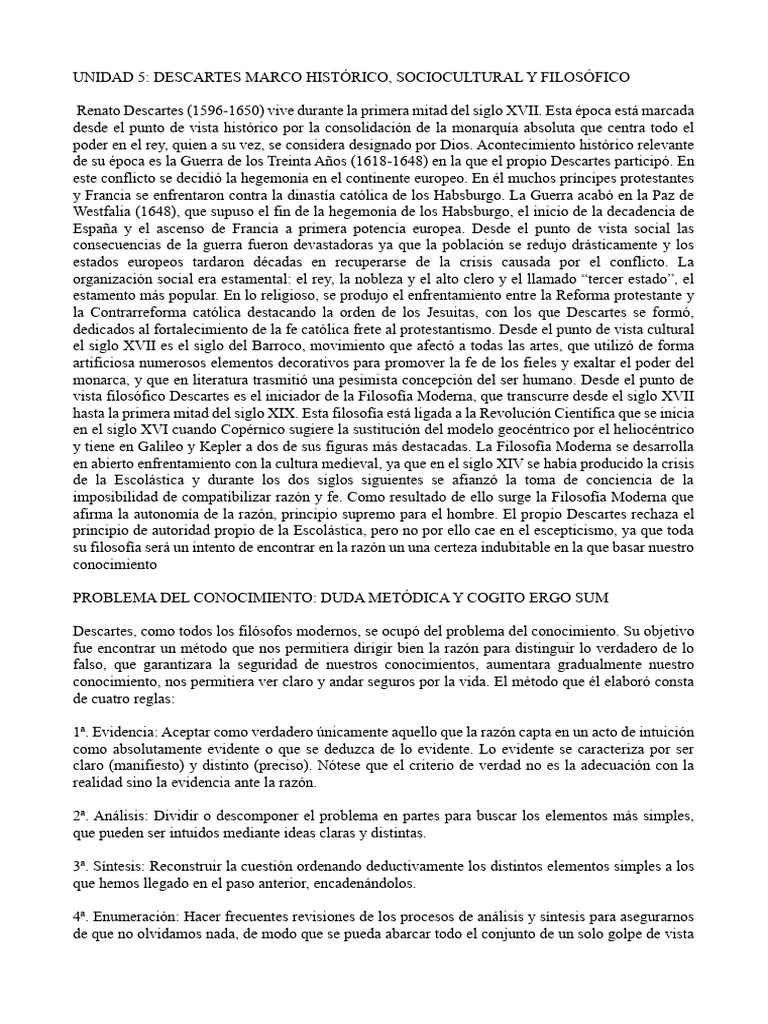 Tema Descartes | PDF | René Descartes | Verdad